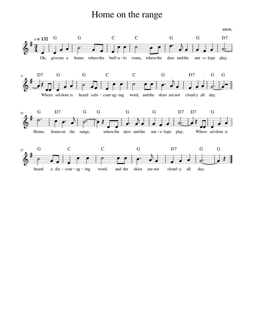 Home on the range Sheet music for Piano (Solo) Easy | Musescore.com