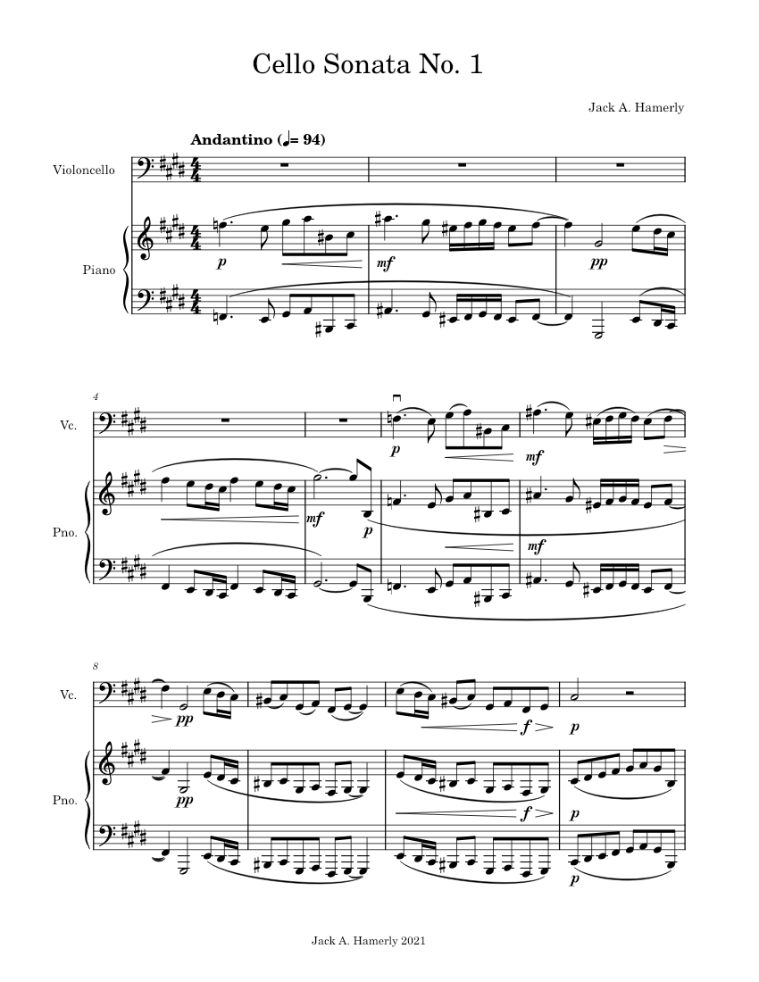 Cello Sonata Sheet music for Piano, Cello (Solo) | Musescore.com