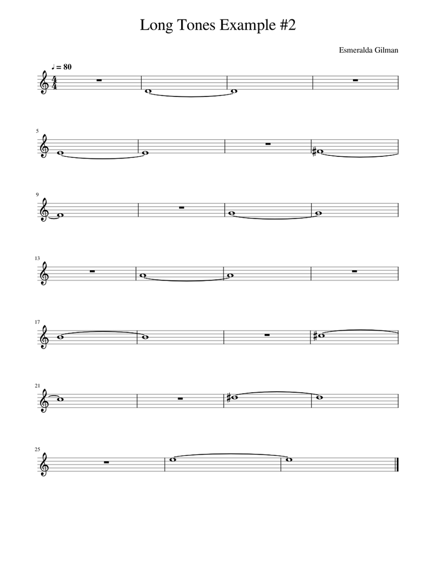Bb Trumpet Long Tones ex 2 Sheet Music for Trumpet in b-flat (Solo ...
