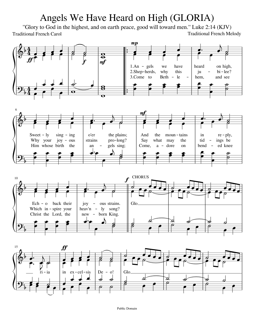 Angels we have heard on high - Misc Christmas Sheet music for Piano ...