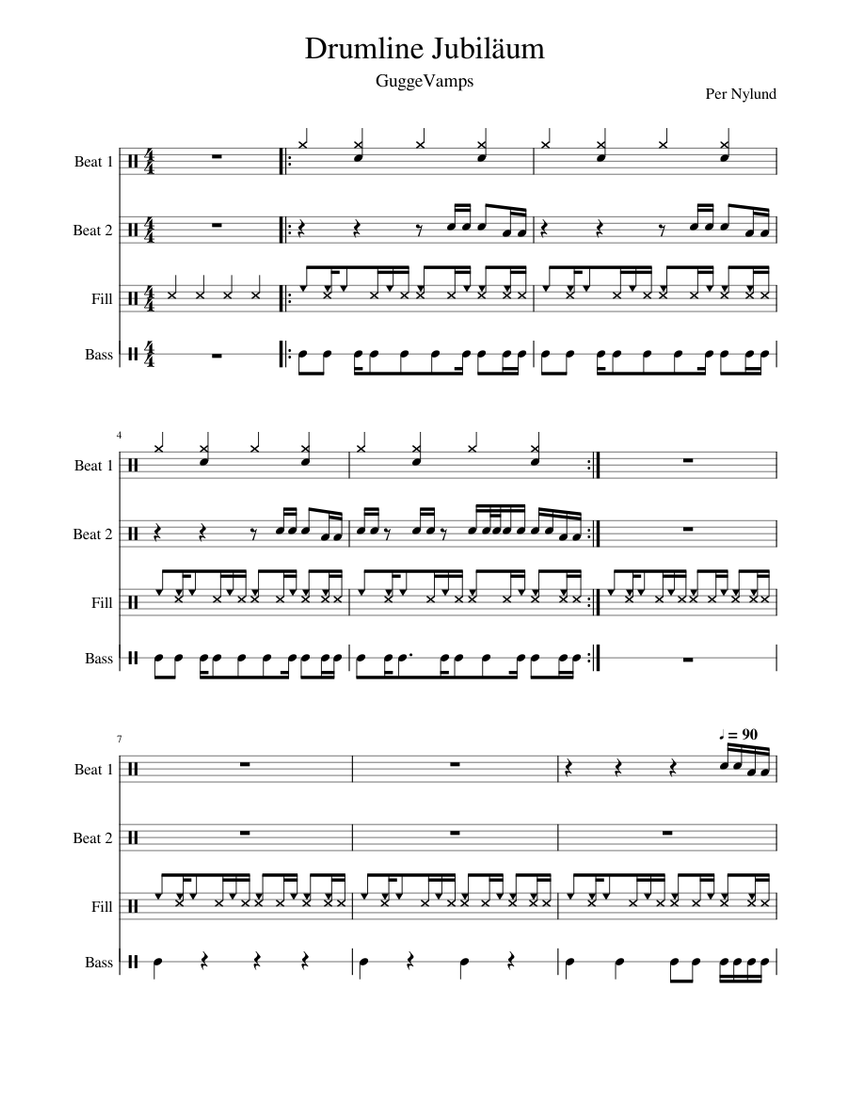 Drumline_Jubilaeum Sheet music for Drum group (Percussion Quartet ...