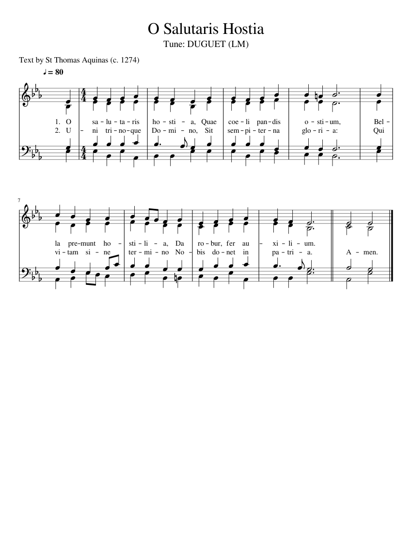 O Salutaris Hostia Sheet music for Piano (Solo) | Musescore.com