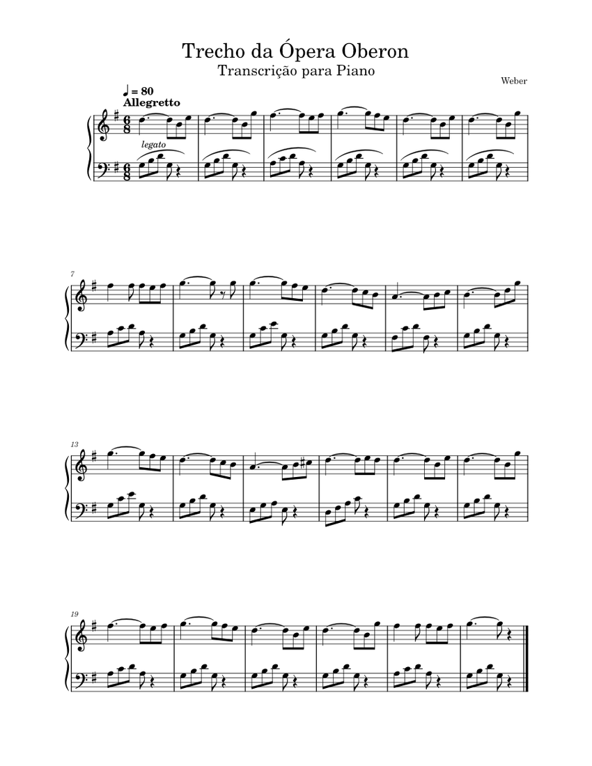 Ópera Oberon Sheet music for Piano (Solo) | Musescore.com