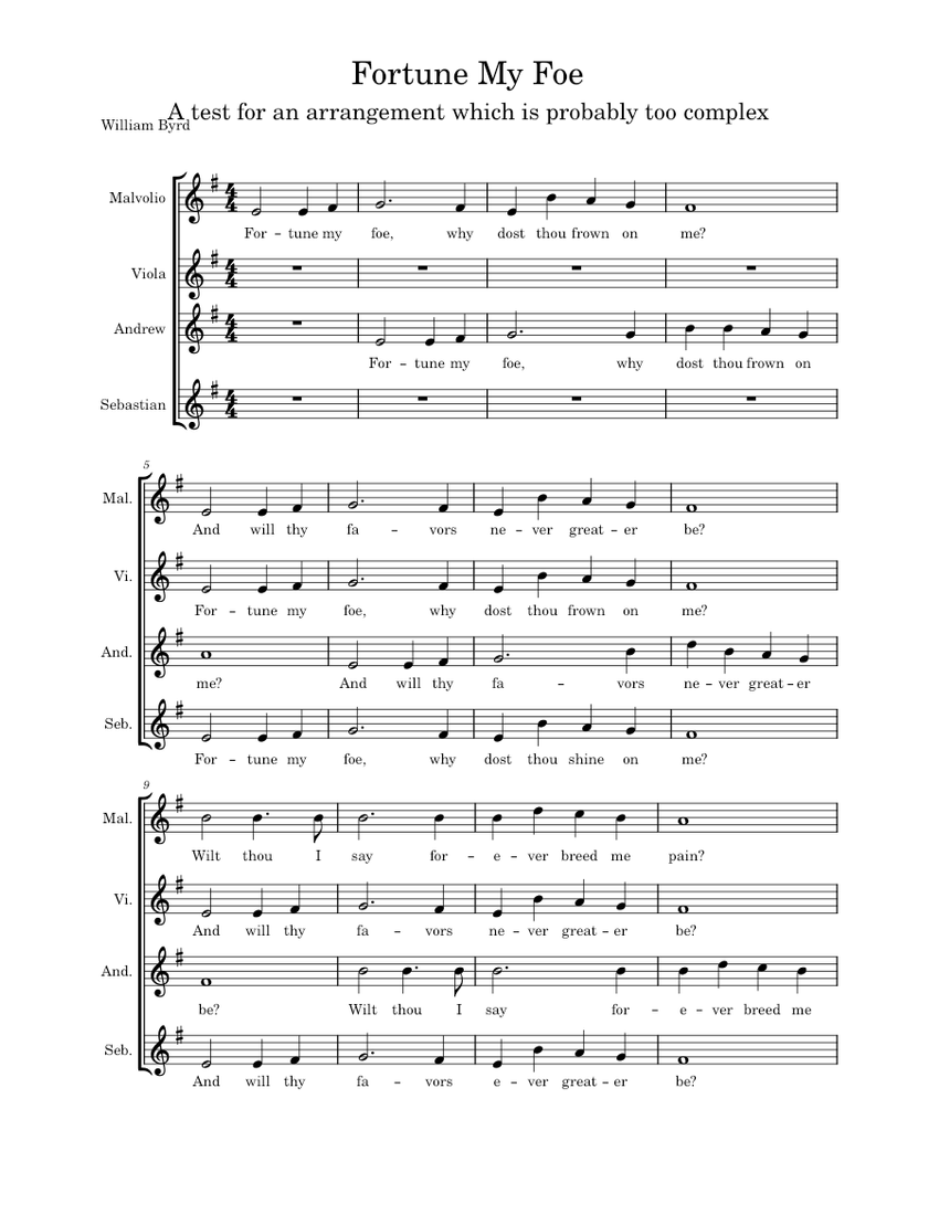 Fortune My Foe Sheet music for Piano (A Capella) | Musescore.com