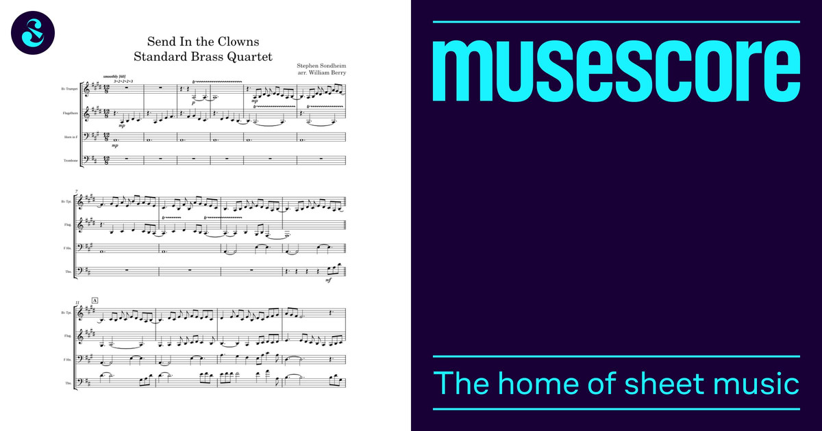 Send In the Clowns Standard Brass Quartet - Sondheim/arr. Berry Sheet ...
