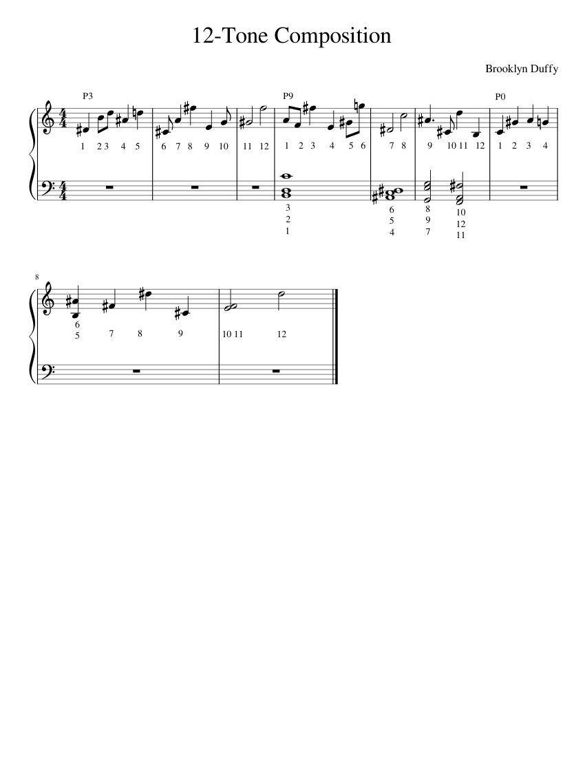 12 Tone Composition Sheet Music for Piano (Solo) Easy | MuseScore.com