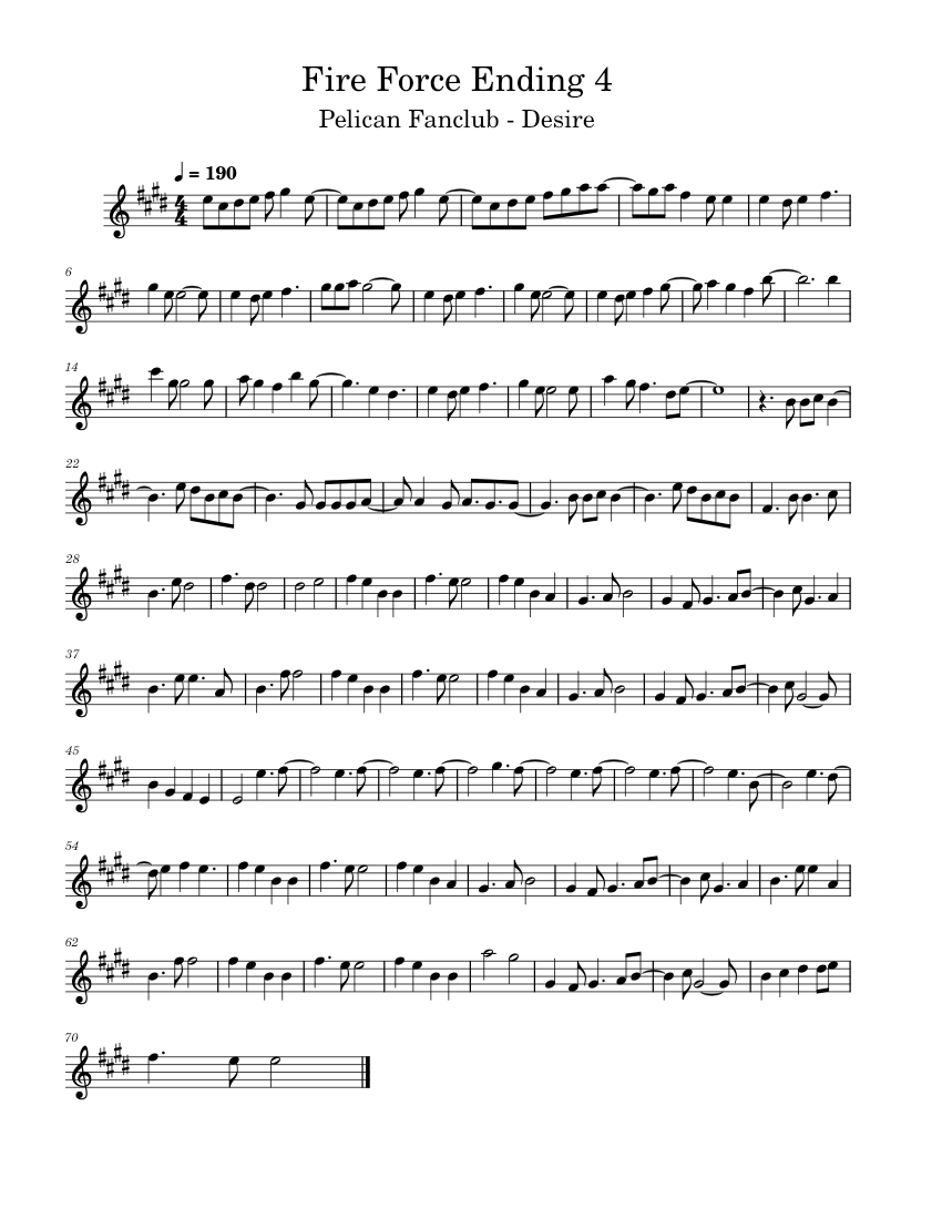 Fire Force Ending 4 Sheet Music for Flute (Solo) | MuseScore.com
