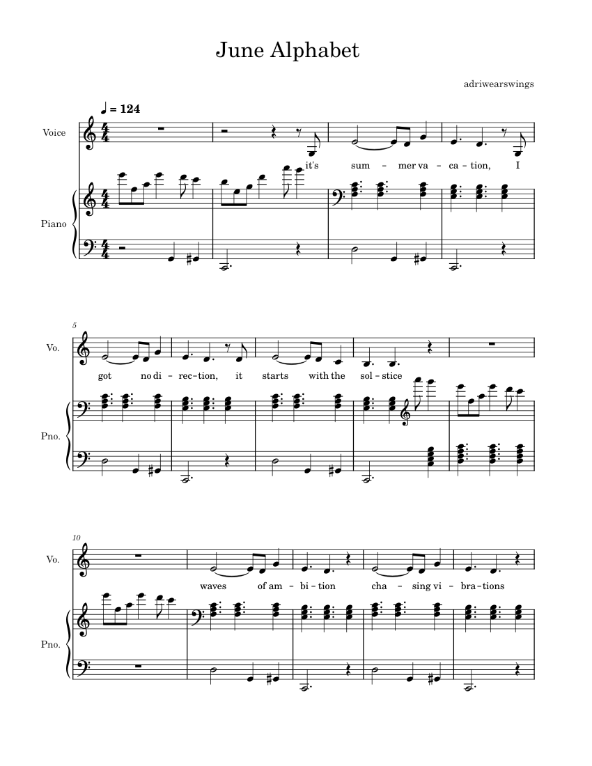 June Alphabet Sheet music for Piano, Vocals (Solo) | Musescore.com
