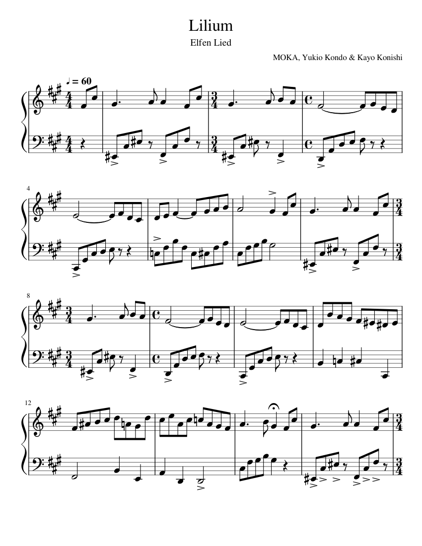 Lilium (Easy) Sheet Music for Piano (Solo) | MuseScore.com