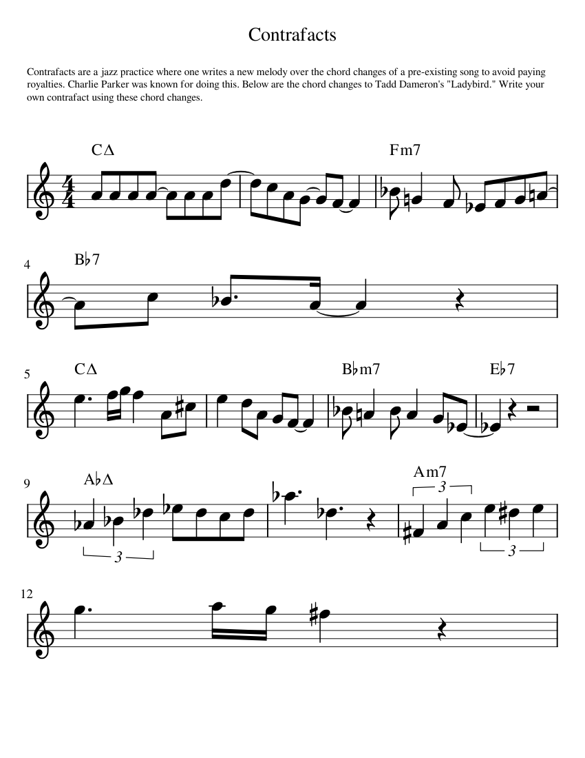Lady Bird Sheet Music with Chords for Piano (Solo) | MuseScore.com