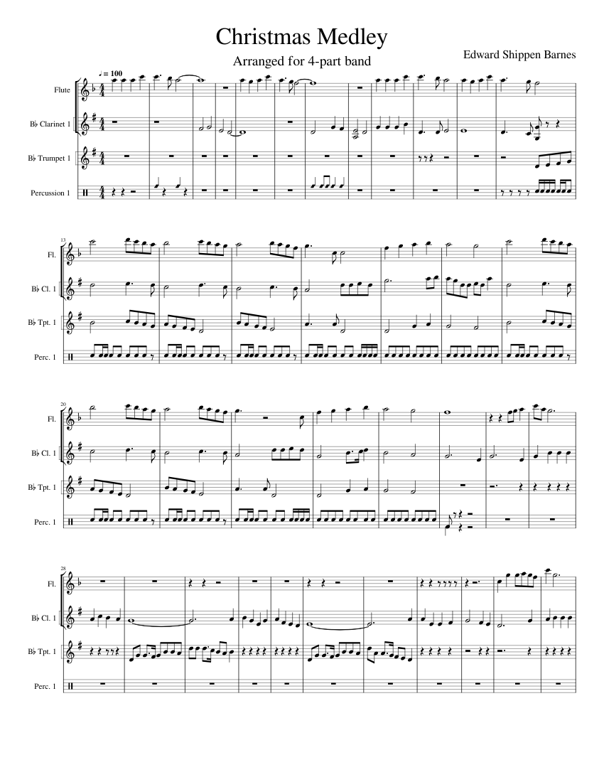 Christmas_Medley Sheet Music for Flute, Clarinet in b-flat, Trumpet in ...