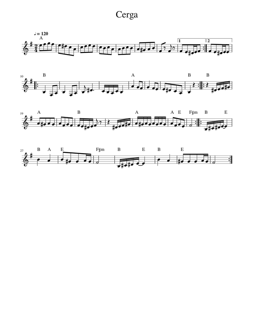 Cerga Sheet music for Harmonica (Solo) | Musescore.com