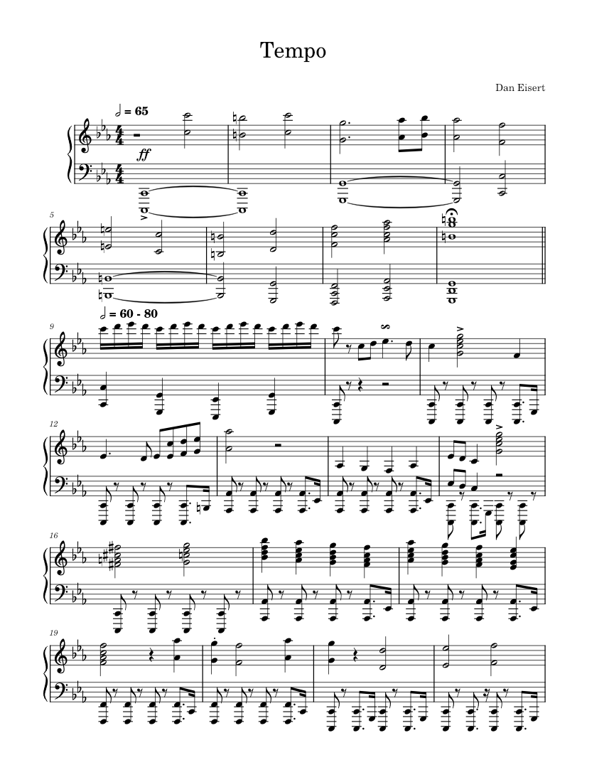 Tempo Sheet Music for Piano (Solo) | MuseScore.com