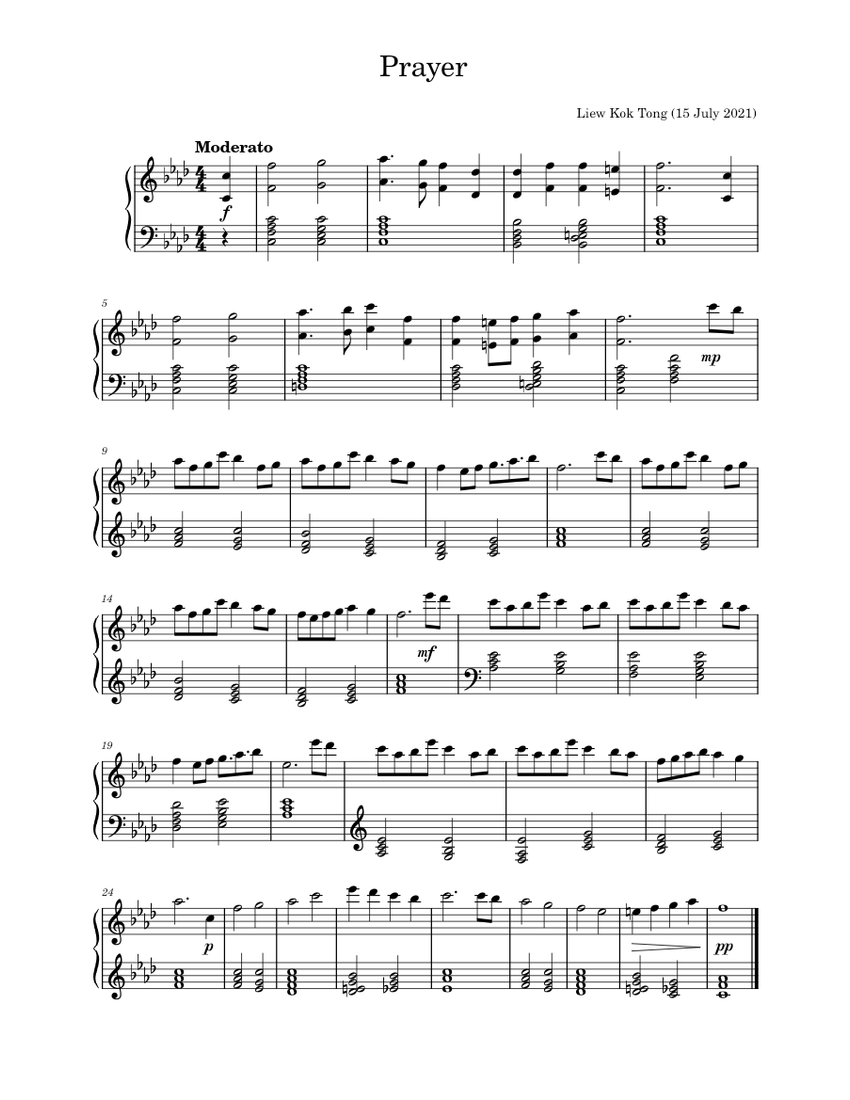 Prayer Sheet music for Piano (Solo) Easy | Musescore.com