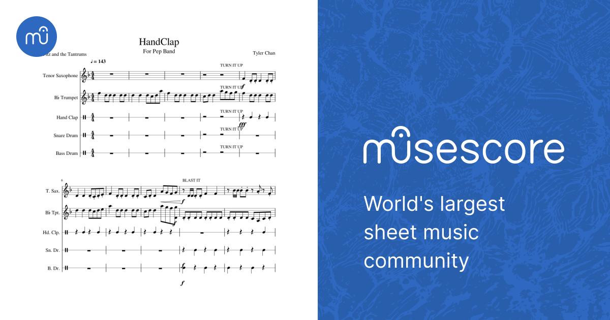 Hand Clap Sheet Music for Saxophone tenor, Trumpet in b-flat, Snare ...