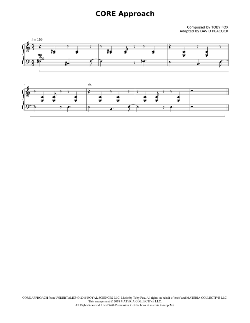 CORE Approach (UNDERTALE Complete Piano Sheet Music) Sheet Music for ...