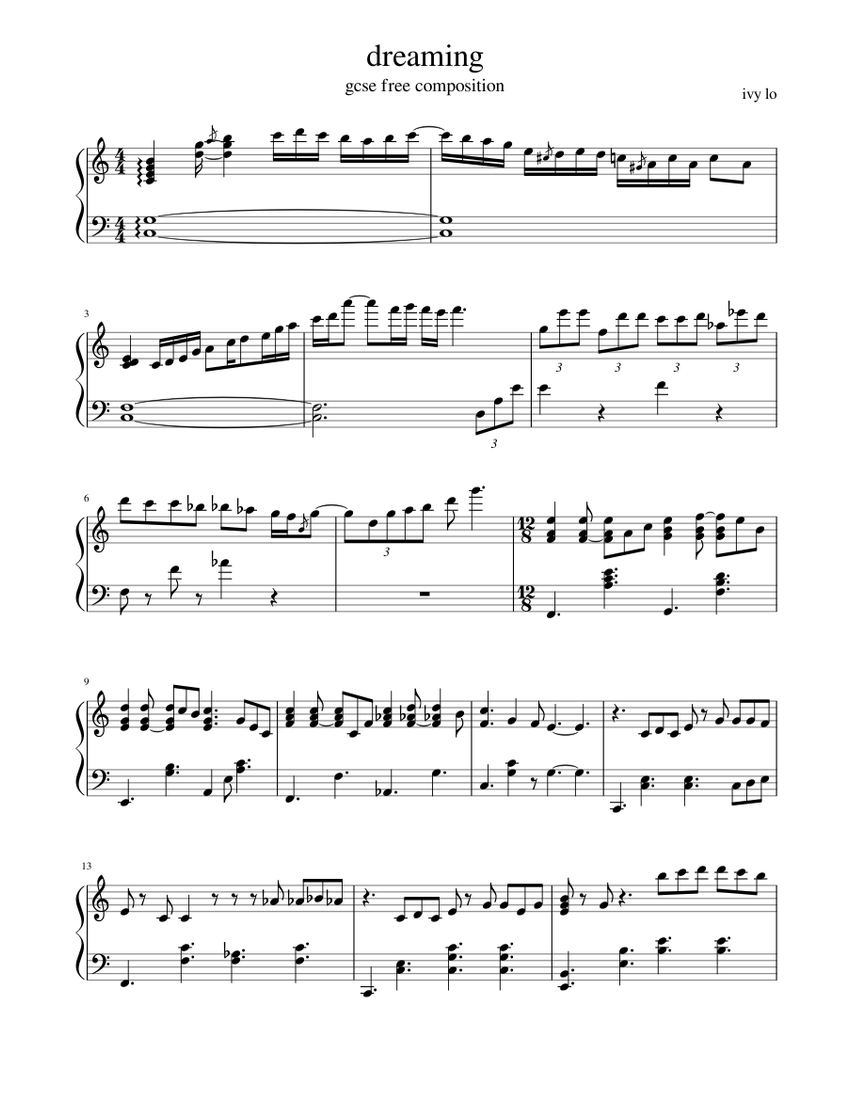 dreaming Sheet music for Piano (Solo) | Musescore.com