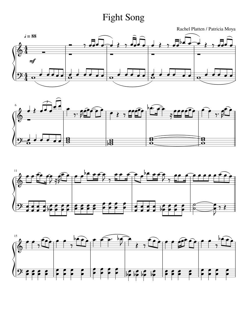 Fight Song Piano Sheet Music for Piano (Solo) easy | MuseScore.com