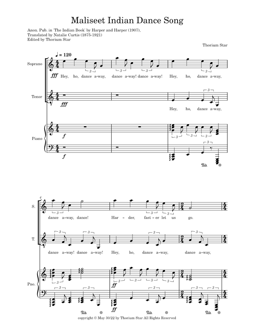 Maliseet Indian Dance Song - piano tutorial