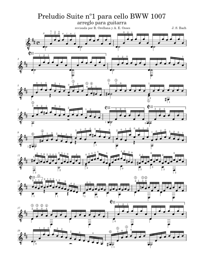 Prelude Cello Suite No.1 in G major, BWV 1007 – adapted for guitar ...
