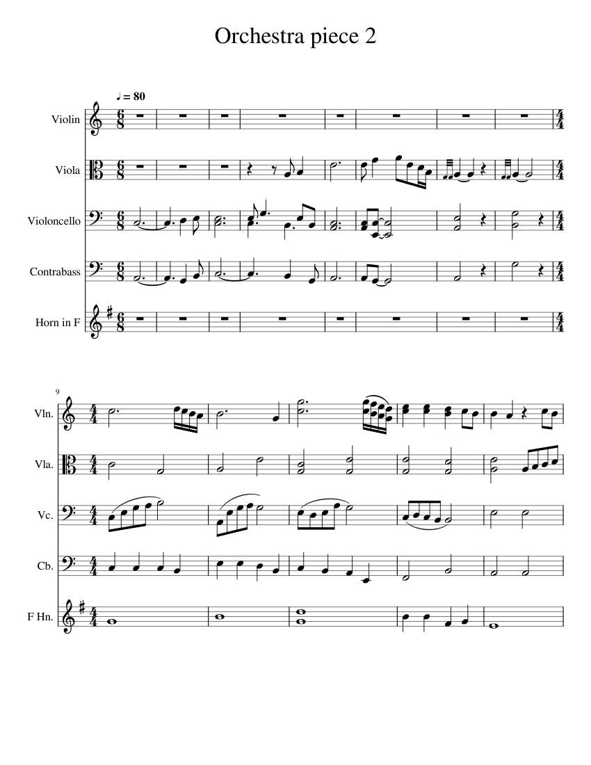 Orchestra_piece_2 Sheet music for French horn, Contrabass, Violin ...