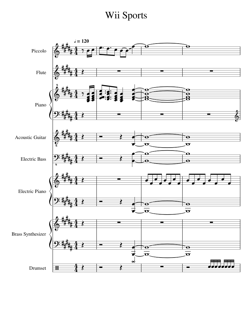 Wii Sports - piano tutorial