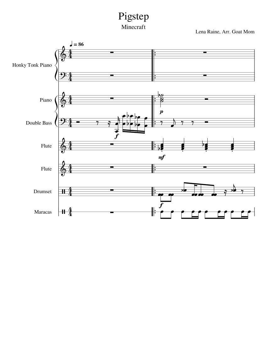 Pigstep Sheet music for Piano, Flute, Contrabass, Drum group & more ...