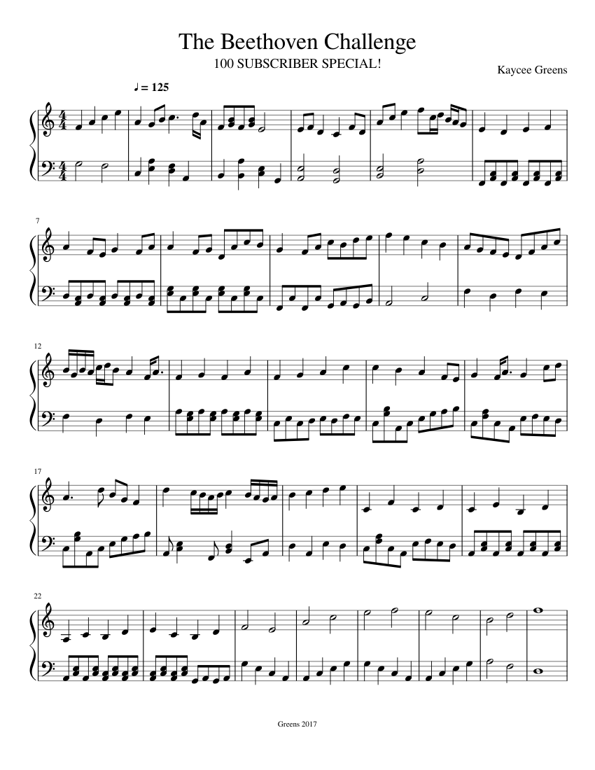The Beethoven Challenge Sheet music for Piano (Solo) Easy | Musescore.com