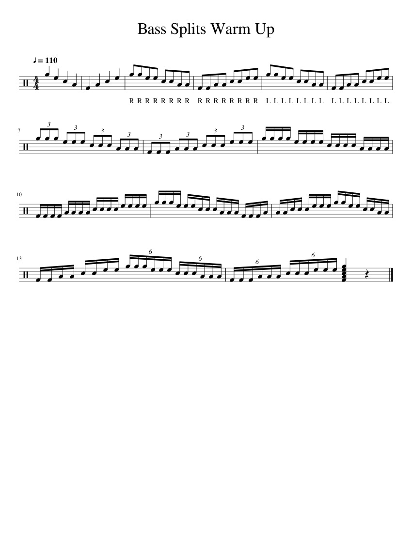 Bass Splits Sheet Music for Bass drum (Percussion Ensemble) | MuseScore.com