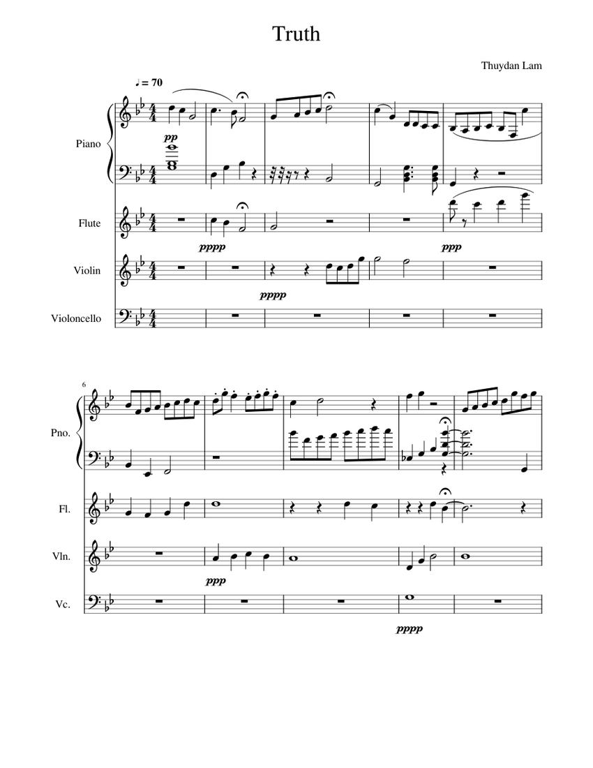 Truth Sheet music for Piano, Flute, Violin, Cello (Mixed Quartet ...