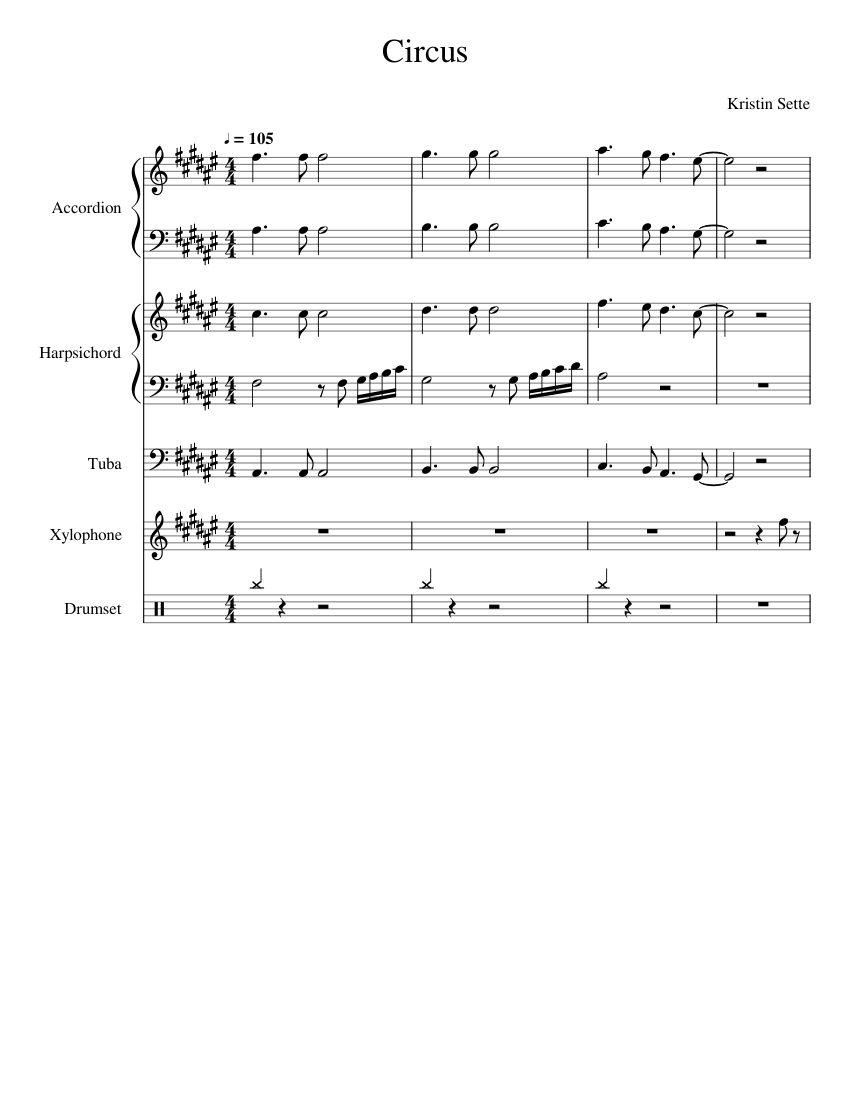 Circus Sheet music for Accordion, Harpsichord, Tuba, Drum group & more ...