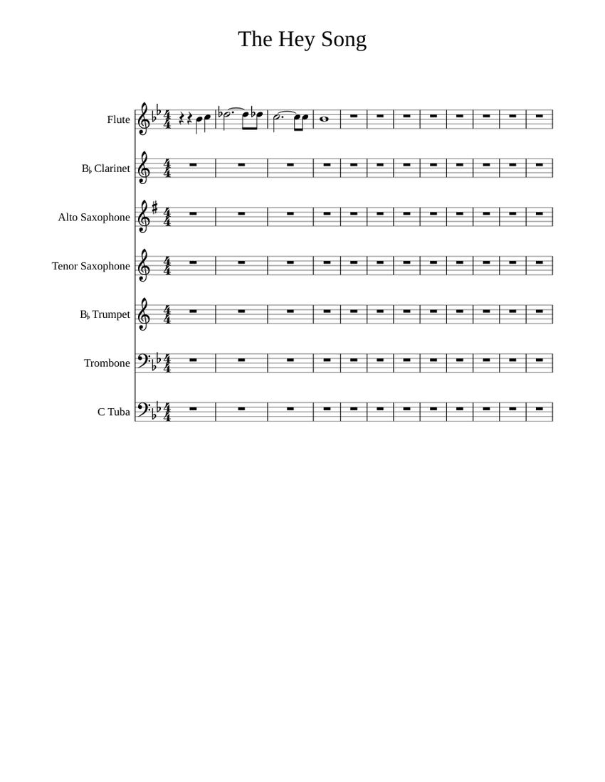 The Hey Song Sheet music for Trombone, Tuba, Flute, Saxophone alto & more instruments (Mixed ...