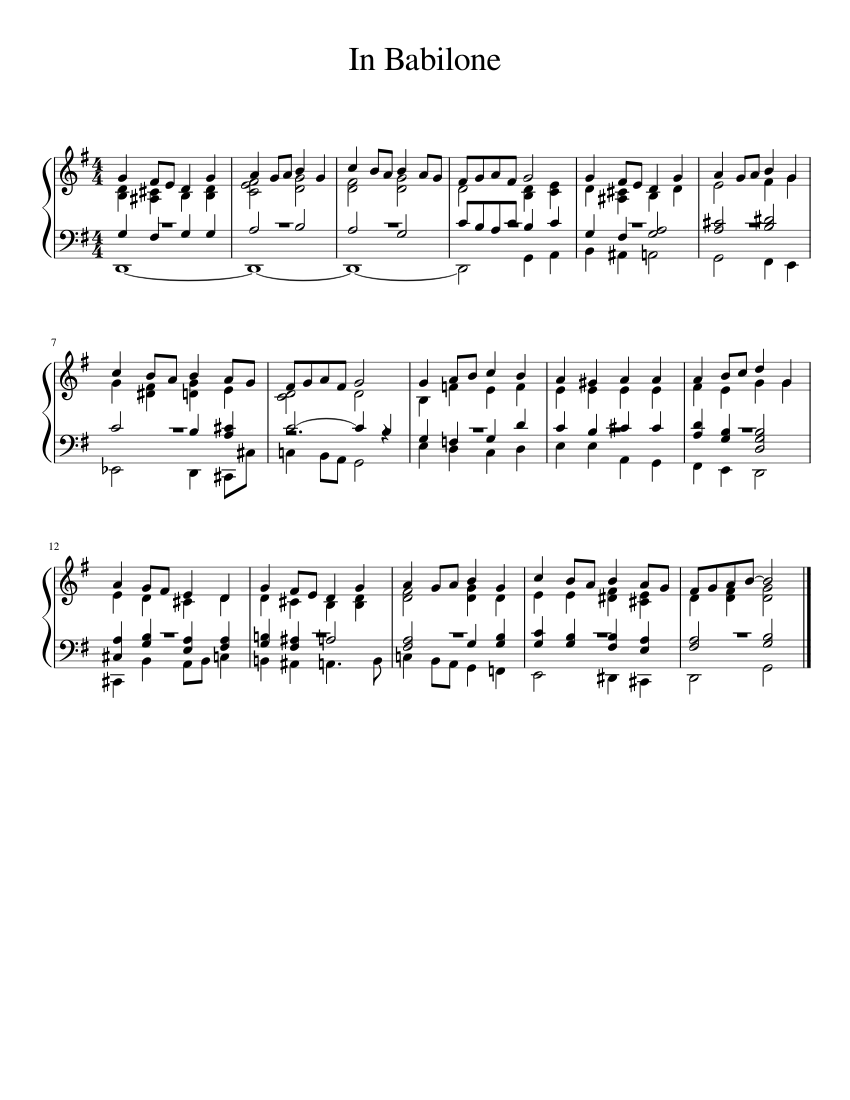 In Babilone Sheet Music for Piano (Solo) | MuseScore.com