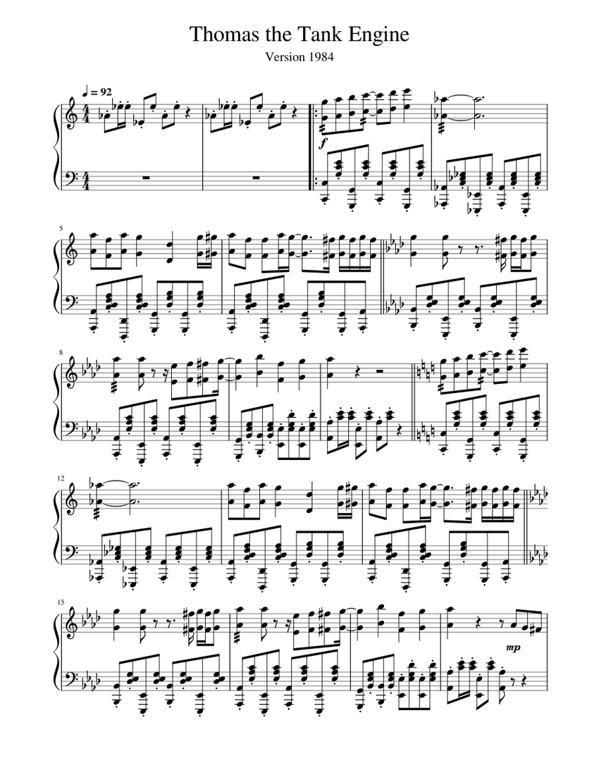 Thomas the Tank Engine Theme Sheet music for Piano (Solo) | Musescore.com
