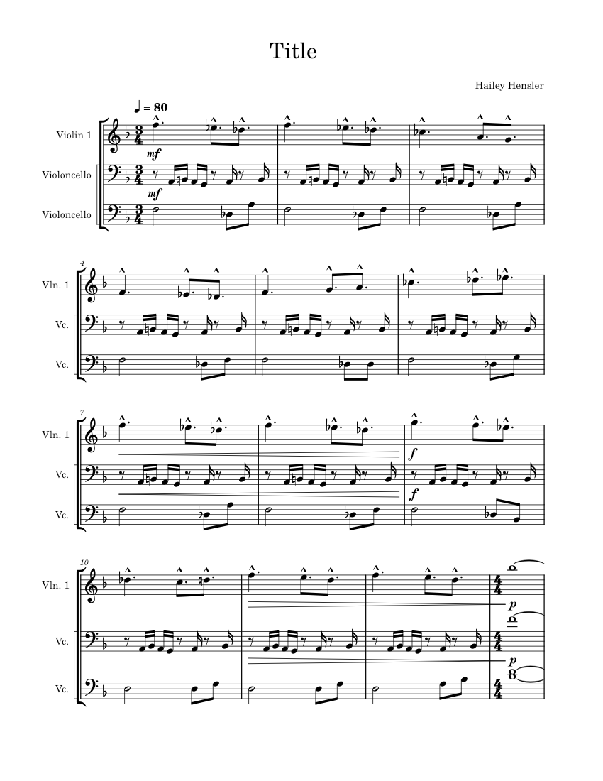 String Trio for Composition Sheet music for Violin, Cello (String Trio ...