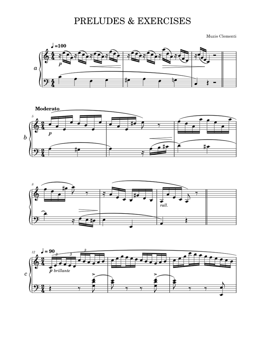 Preludes and Exercises, Op.43 – Muzio Clementi Sheet Music for Piano ...