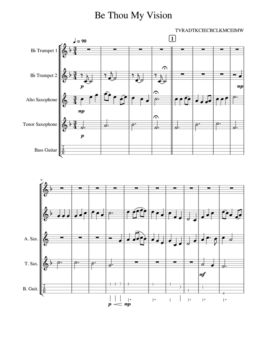 Be Thou My Vision Sheet music for Saxophone alto, Saxophone tenor ...