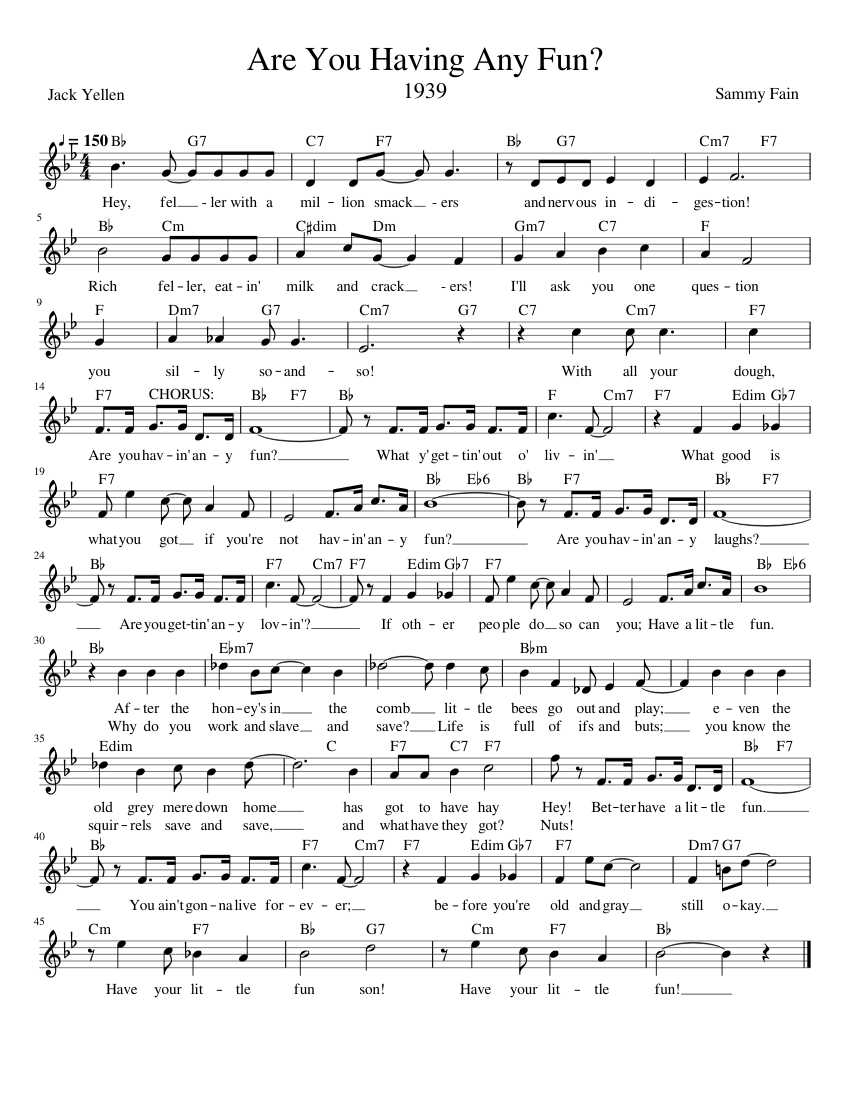 Are You Having Any Fun? Sheet music for Piano (Solo) Easy | Musescore.com