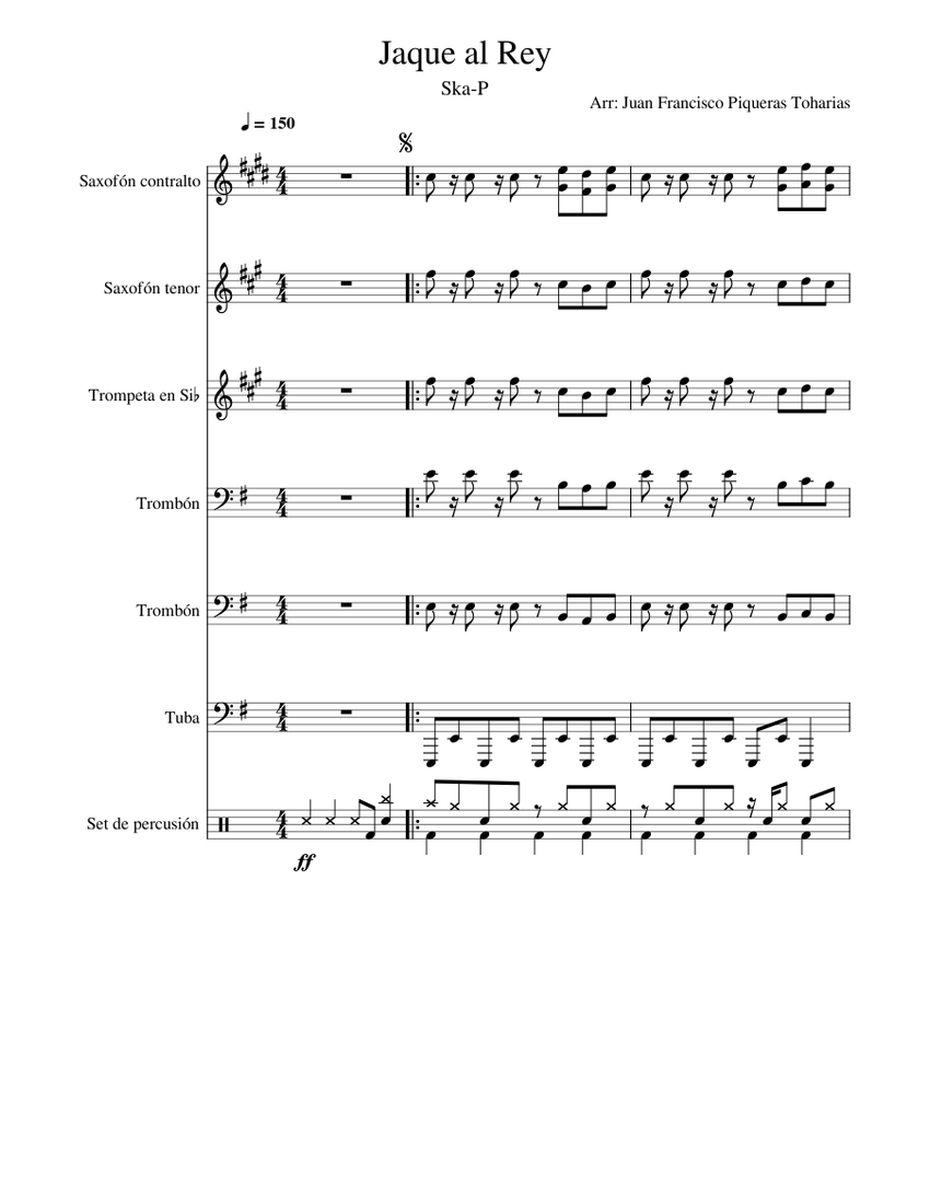 Ska-P - Jaque al Rey Sheet Music for Trombone, Tuba, Saxophone alto ...