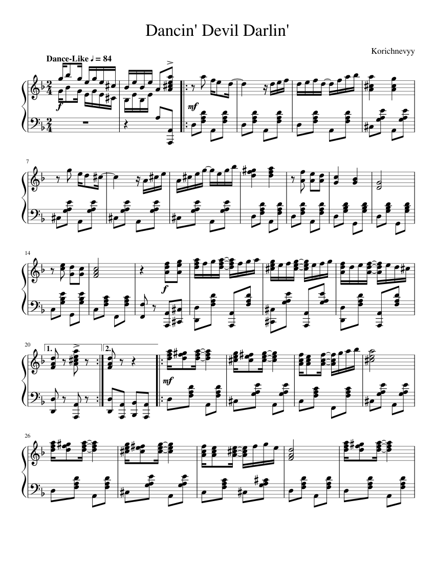 Dancin Devil Darlin Sheet music for Piano (Solo) | Musescore.com