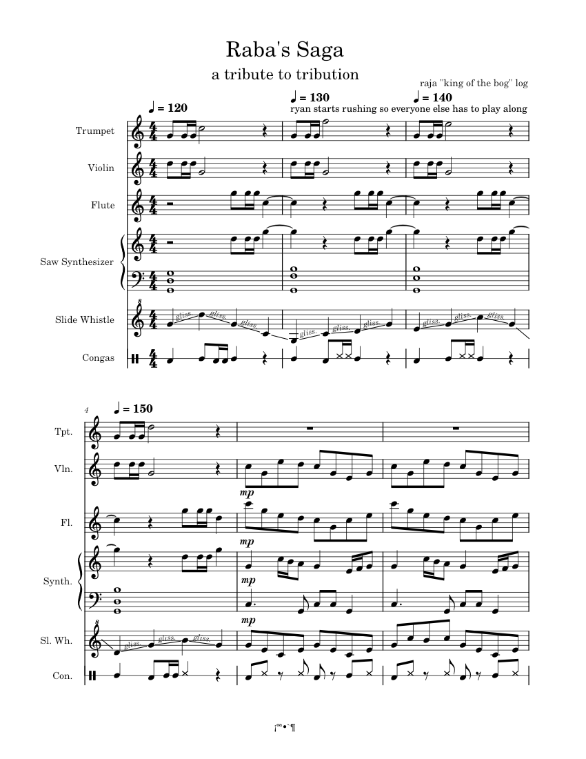 Raba's Saga Sheet music for Flute, Violin, Synthesizer, Flute other ...