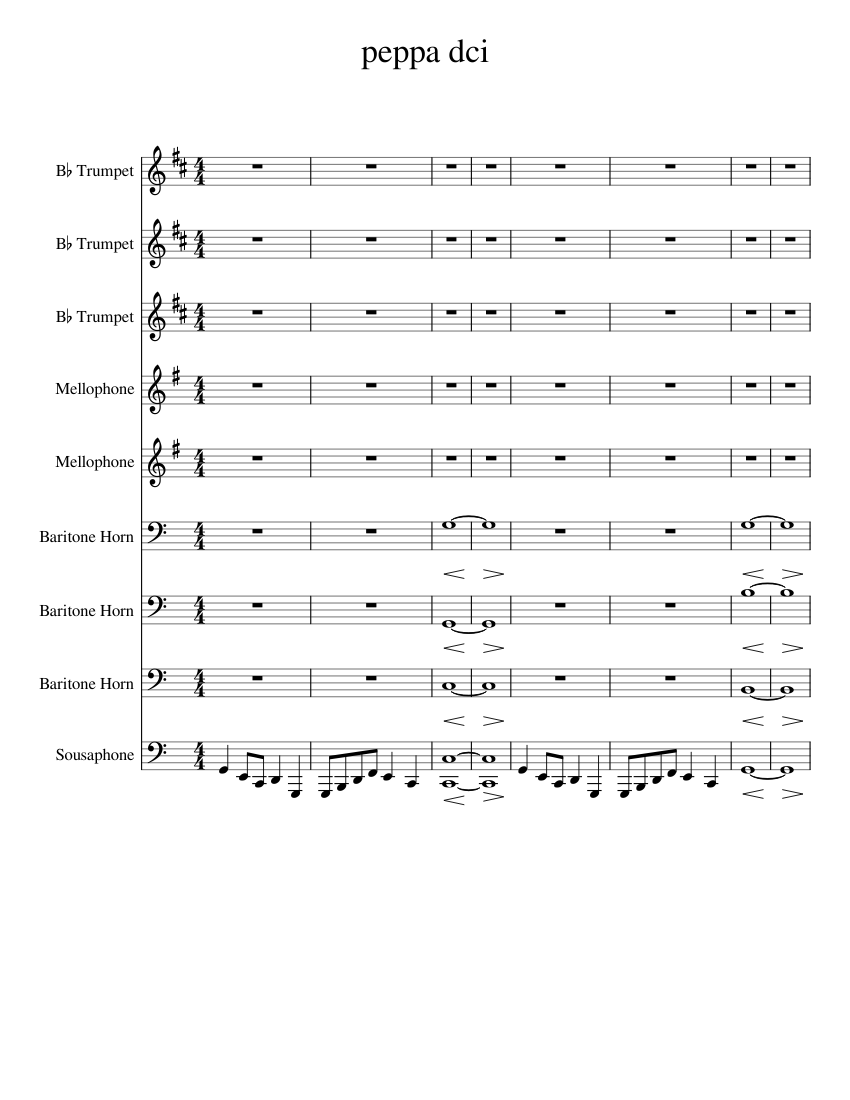 peppa_dci Sheet music for Mellophone, Trumpet in b-flat, Baritone horn ...