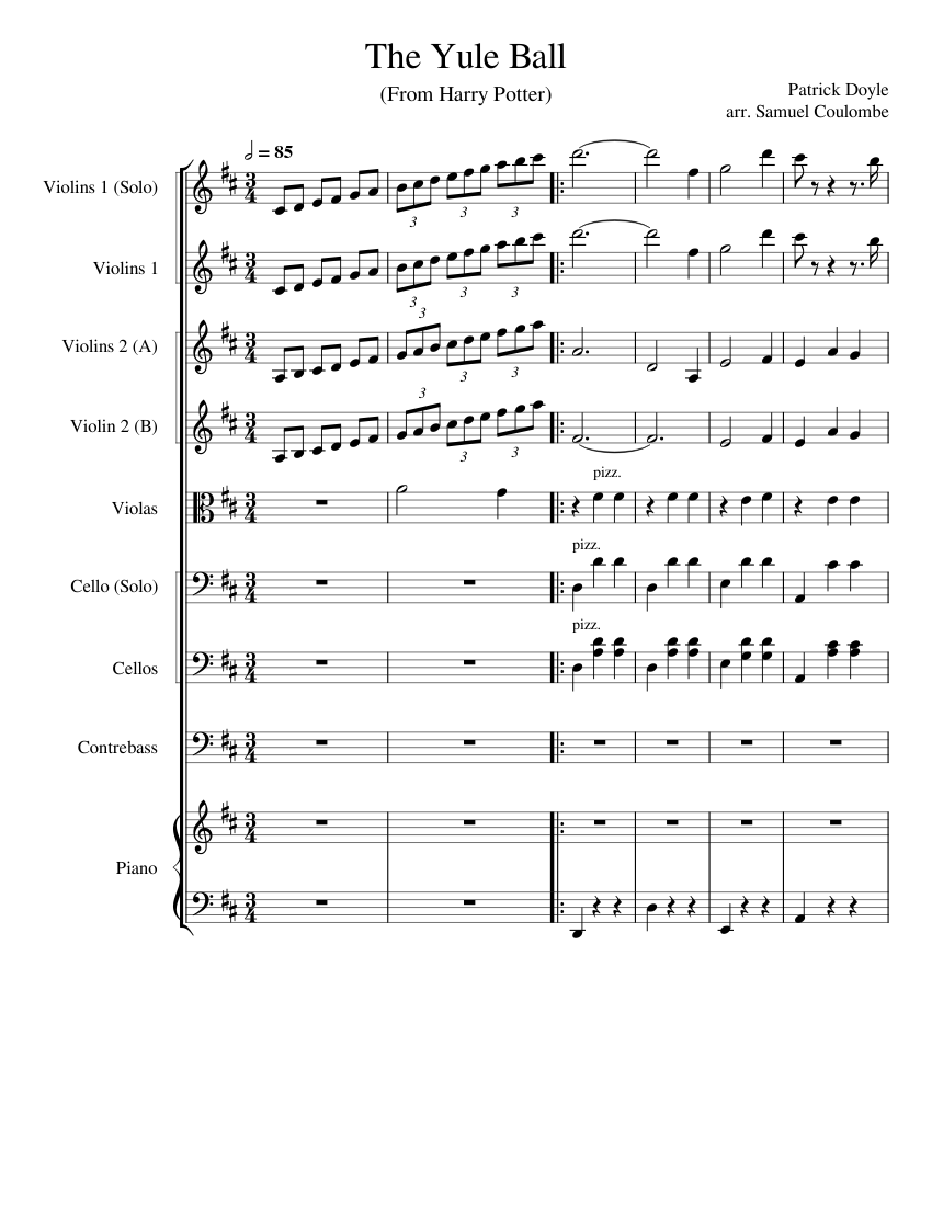 The Yule Ball Sheet Music for Piano, Contrabass, Violin, Viola & more ...
