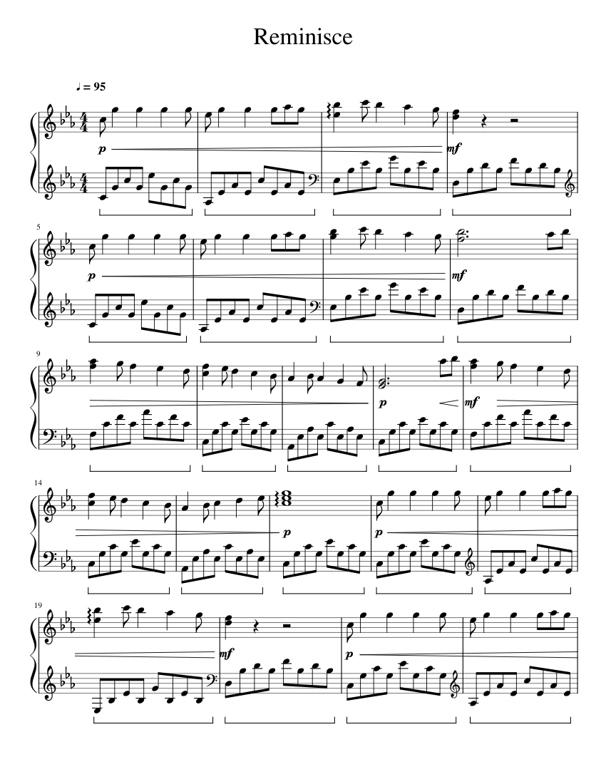 Reminisce Sheet music for Piano (Solo) Easy | Musescore.com