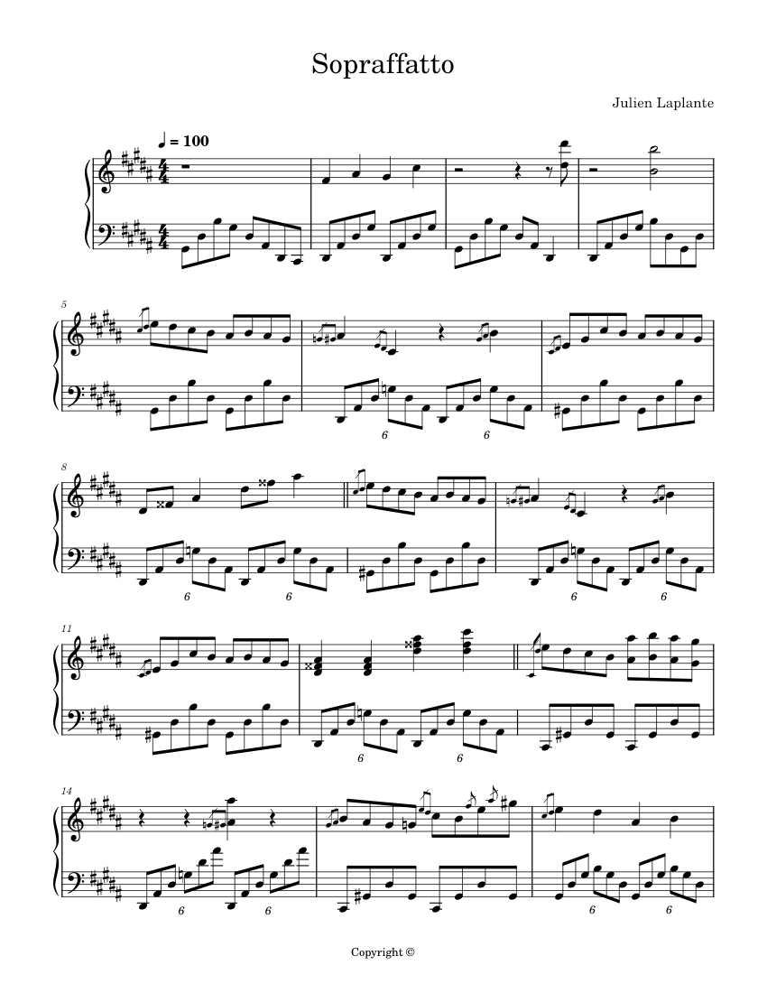 Sopraffatto - Julien Laplante Sheet music for Piano (Solo) | Musescore.com