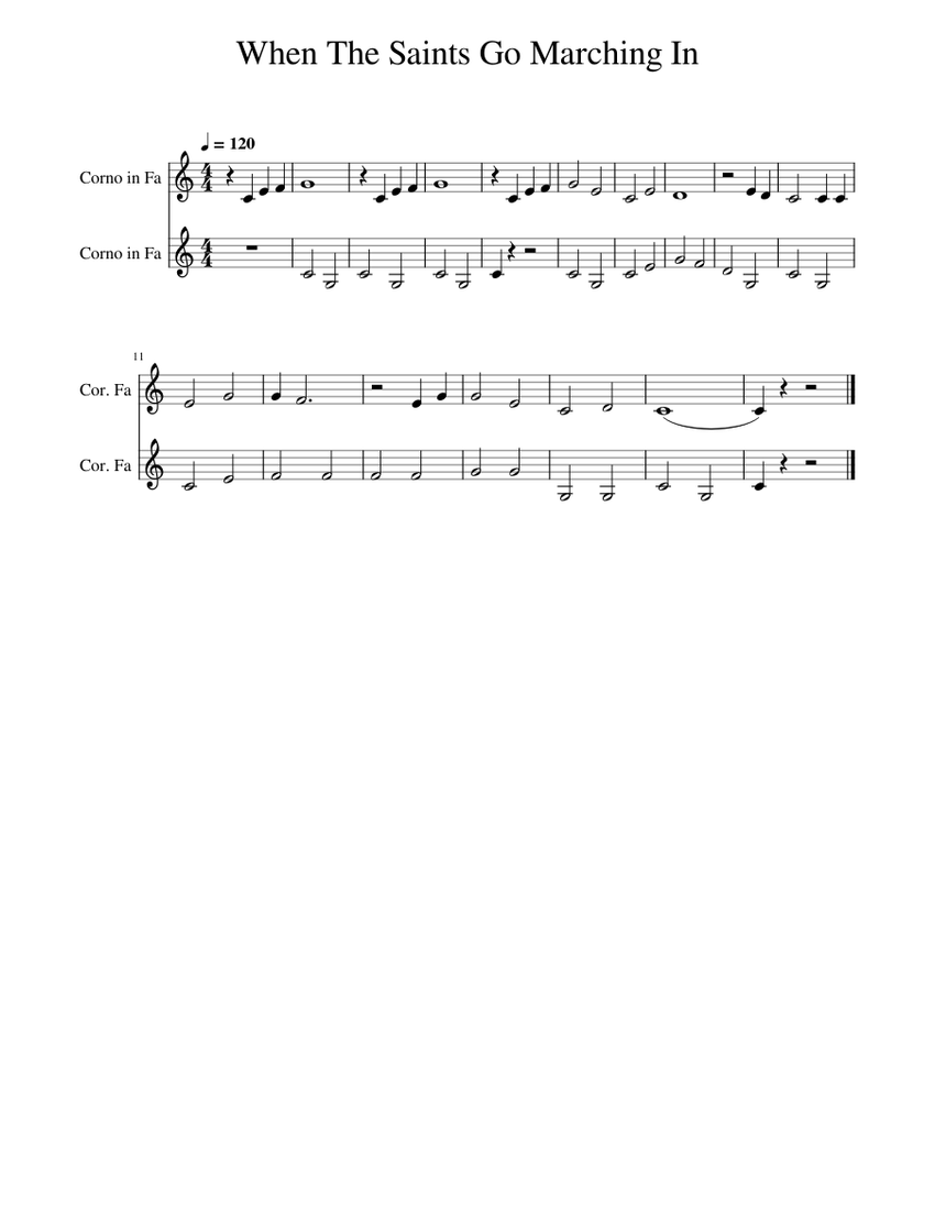 When The Saints Go Marching In Sheet music for French horn (Brass Duet ...