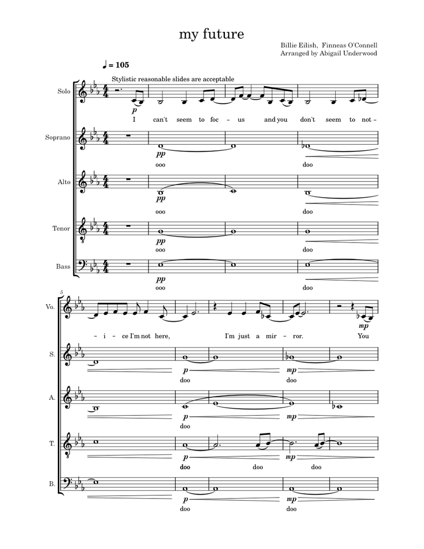 My future – Billie Eilish Sheet Music for Soprano, Alto, Tenor, Bass ...