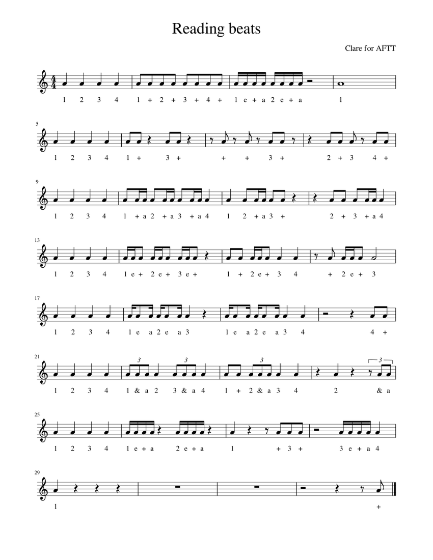 Reading beats Sheet music for Vocals (Solo) | Musescore.com