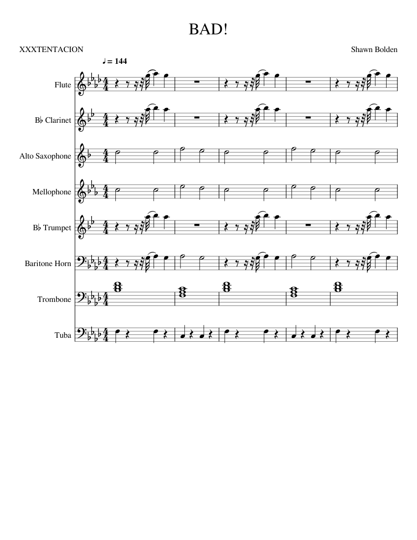 BAD! Sheet Music for Trombone, Tuba, Mellophone, Flute & more ...