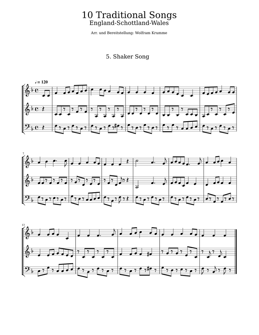 5. Shaker Song Sheet music for Oboe, Bassoon (Woodwind Trio ...